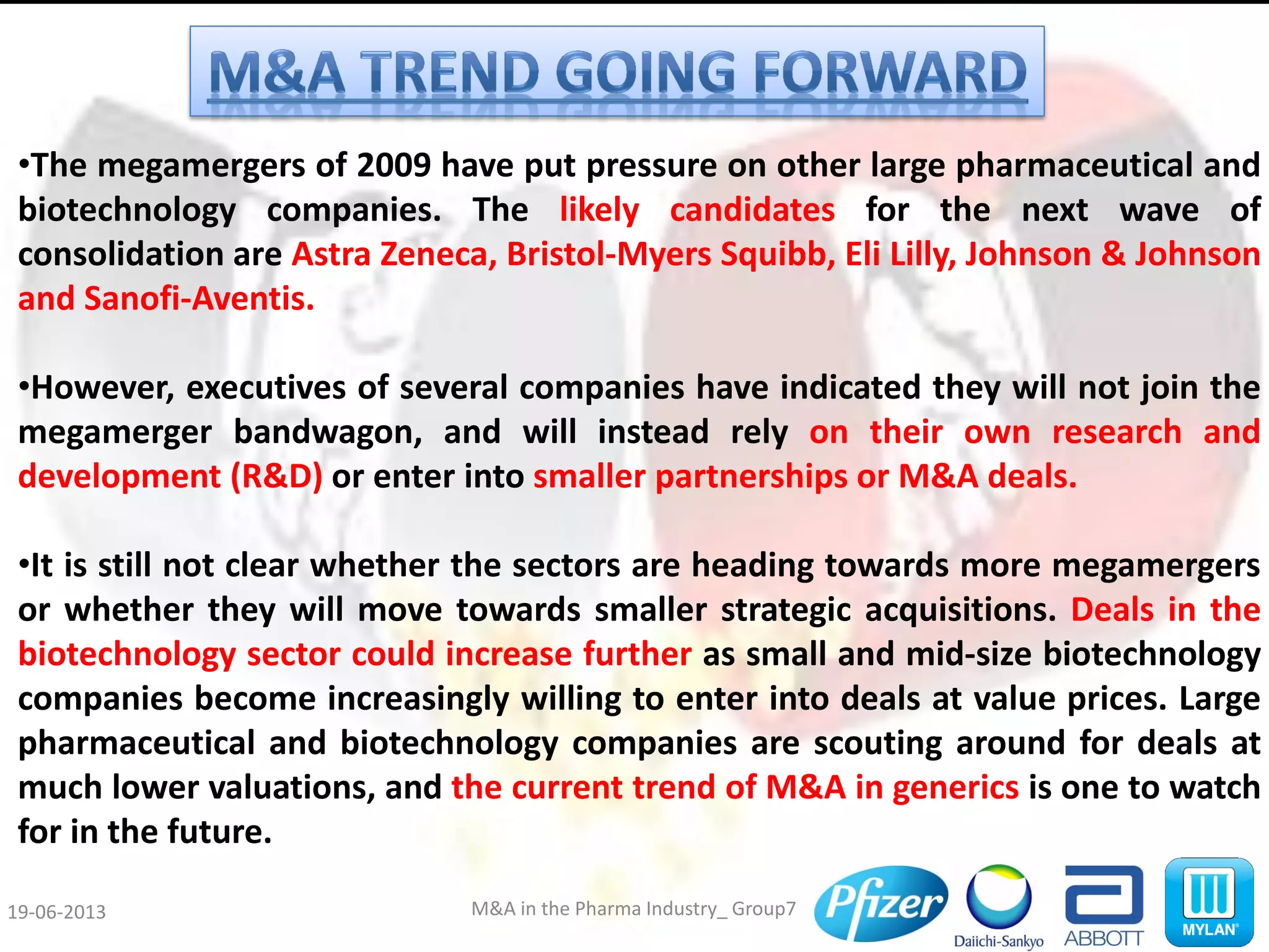 Mergers & acquisitions pharma industry | PDF