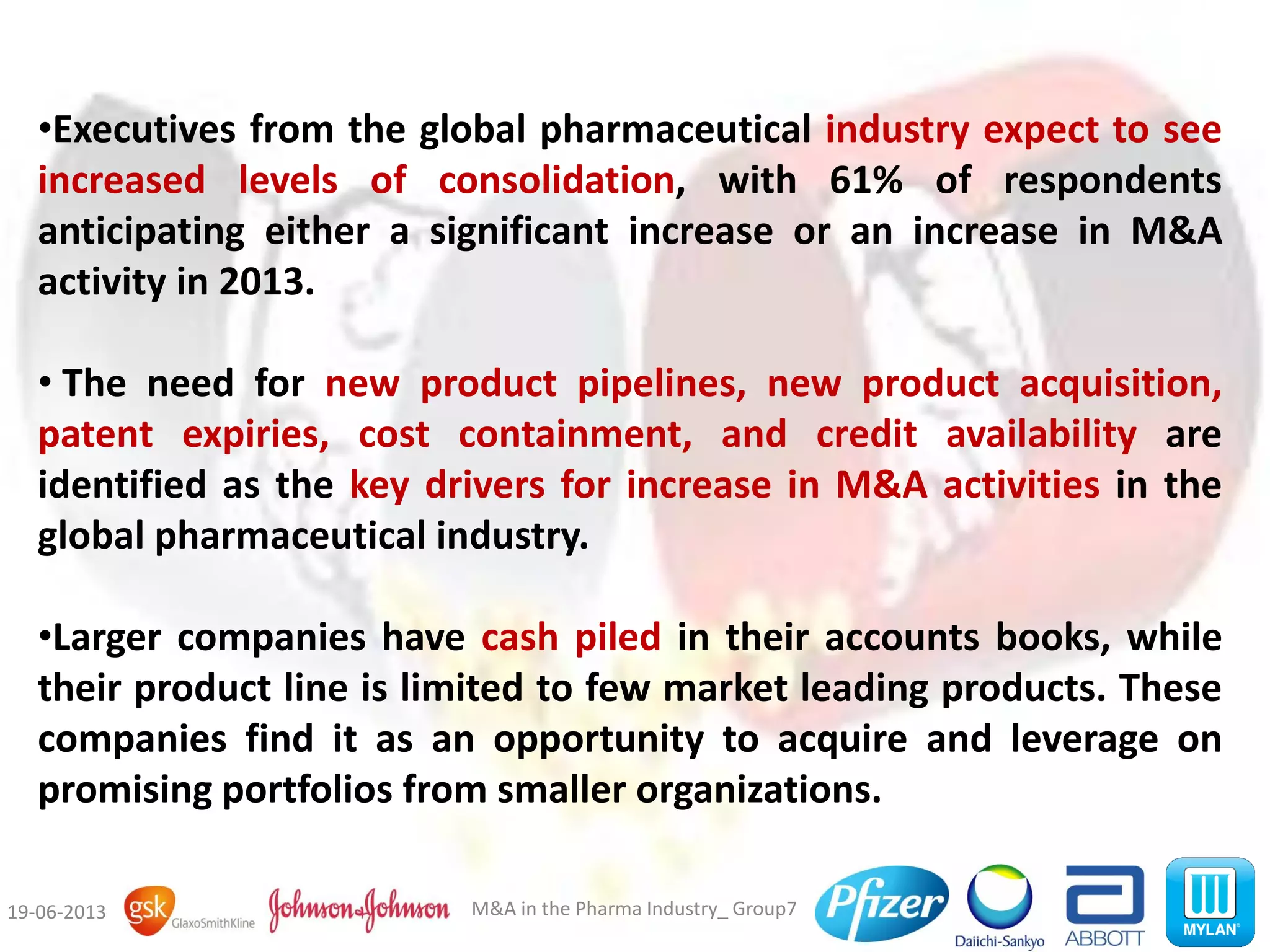 Mergers & acquisitions pharma industry | PDF