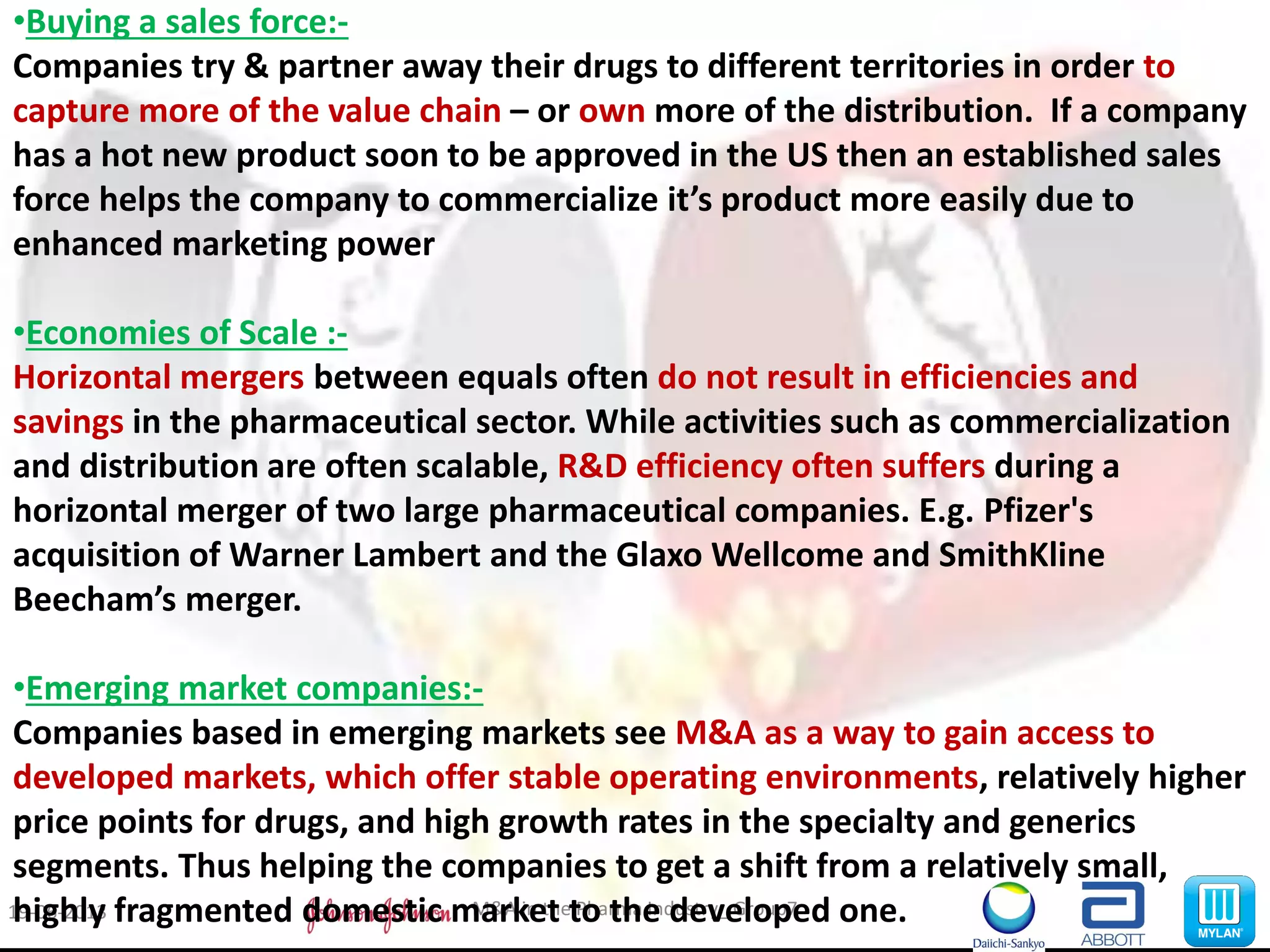 Mergers & acquisitions pharma industry | PDF