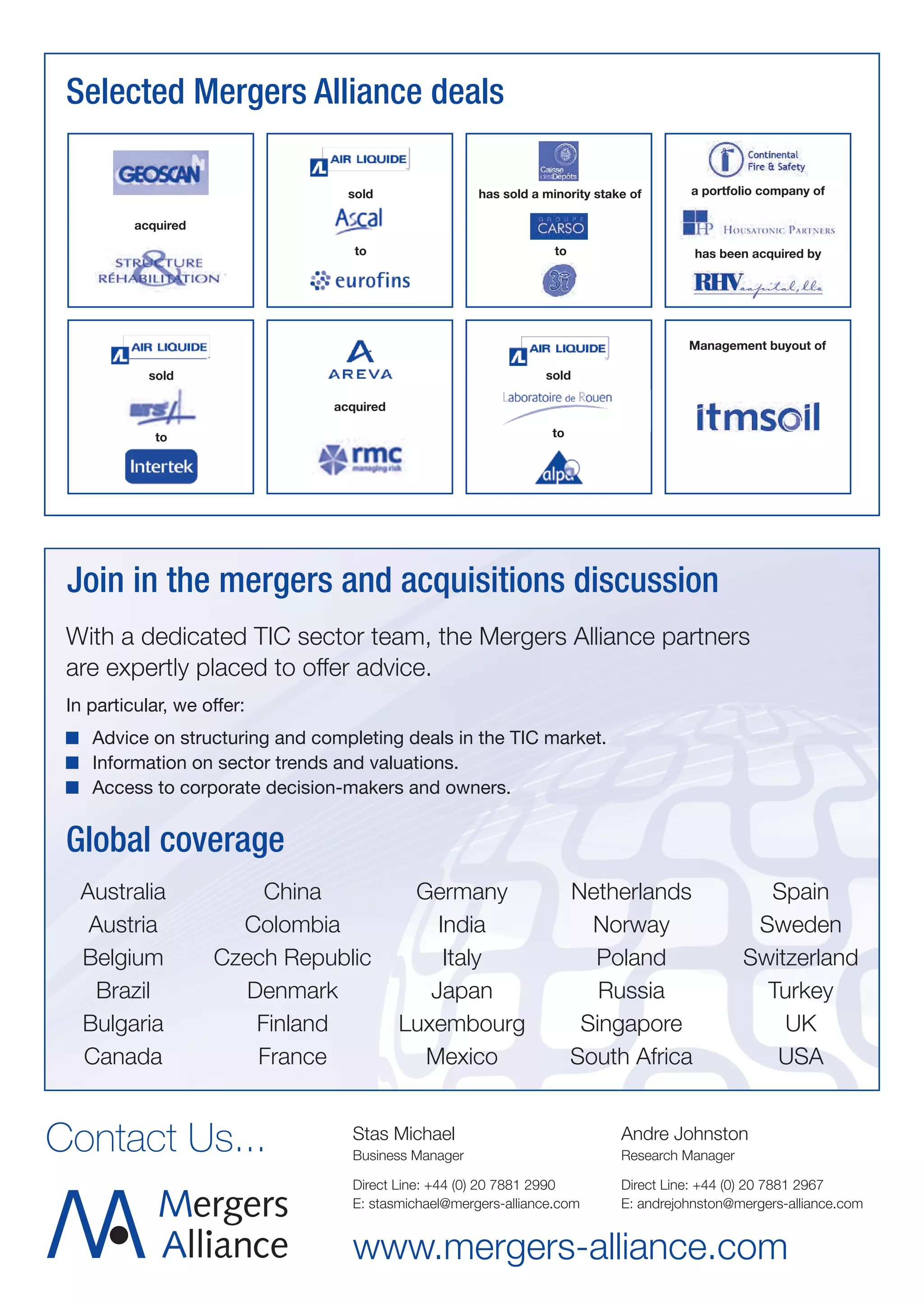 Mergers Alliance Tic Report | PDF