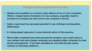 Mergers and acquisitions in india | PDF