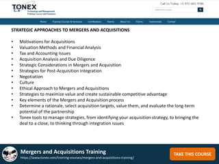 Mergers and Acquisitions Training | PPTX