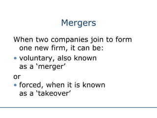 Mergers And Takeovers | PPT