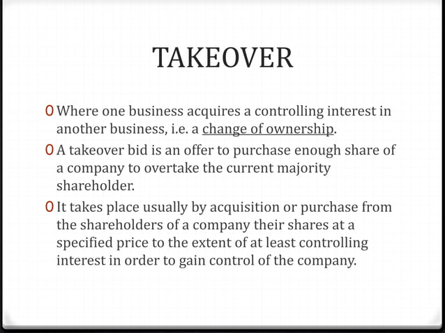 Mergers & takeovers | PPTX