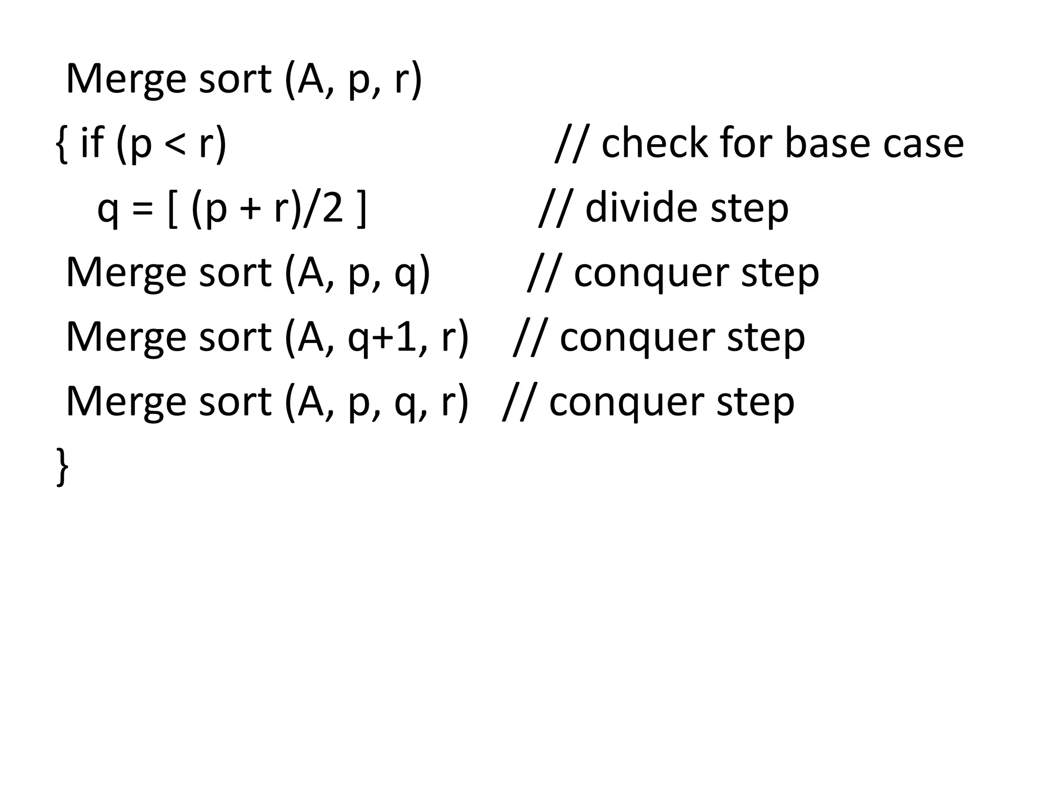 Merge Sort Algorithm Power Point Presentation Ppt