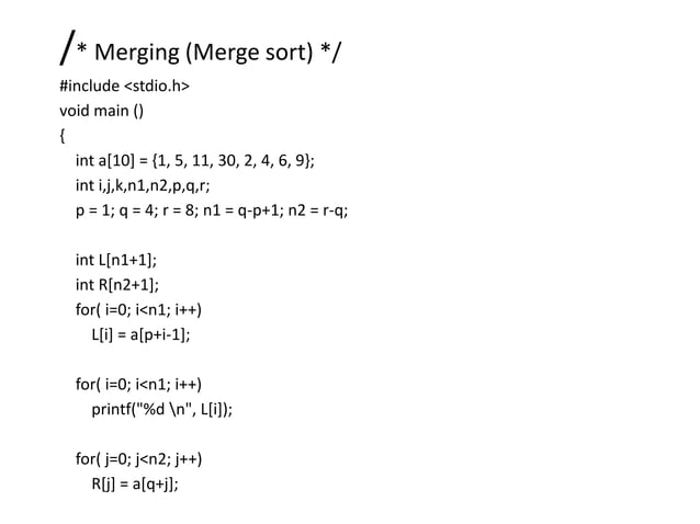Merge Sort Algorithm Power Point Presentation Ppt 9999
