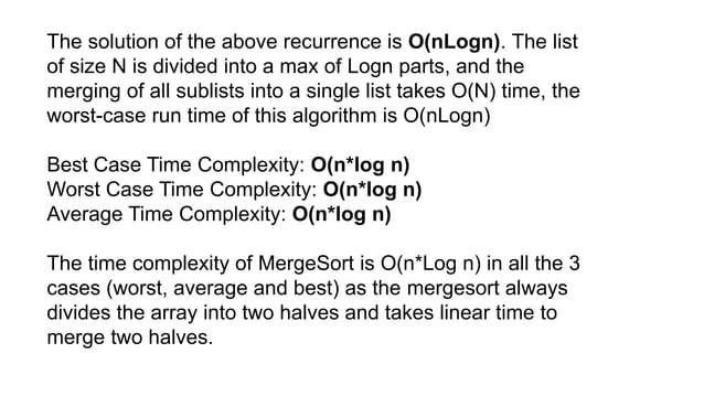 Merge sort algorithm | PPTX