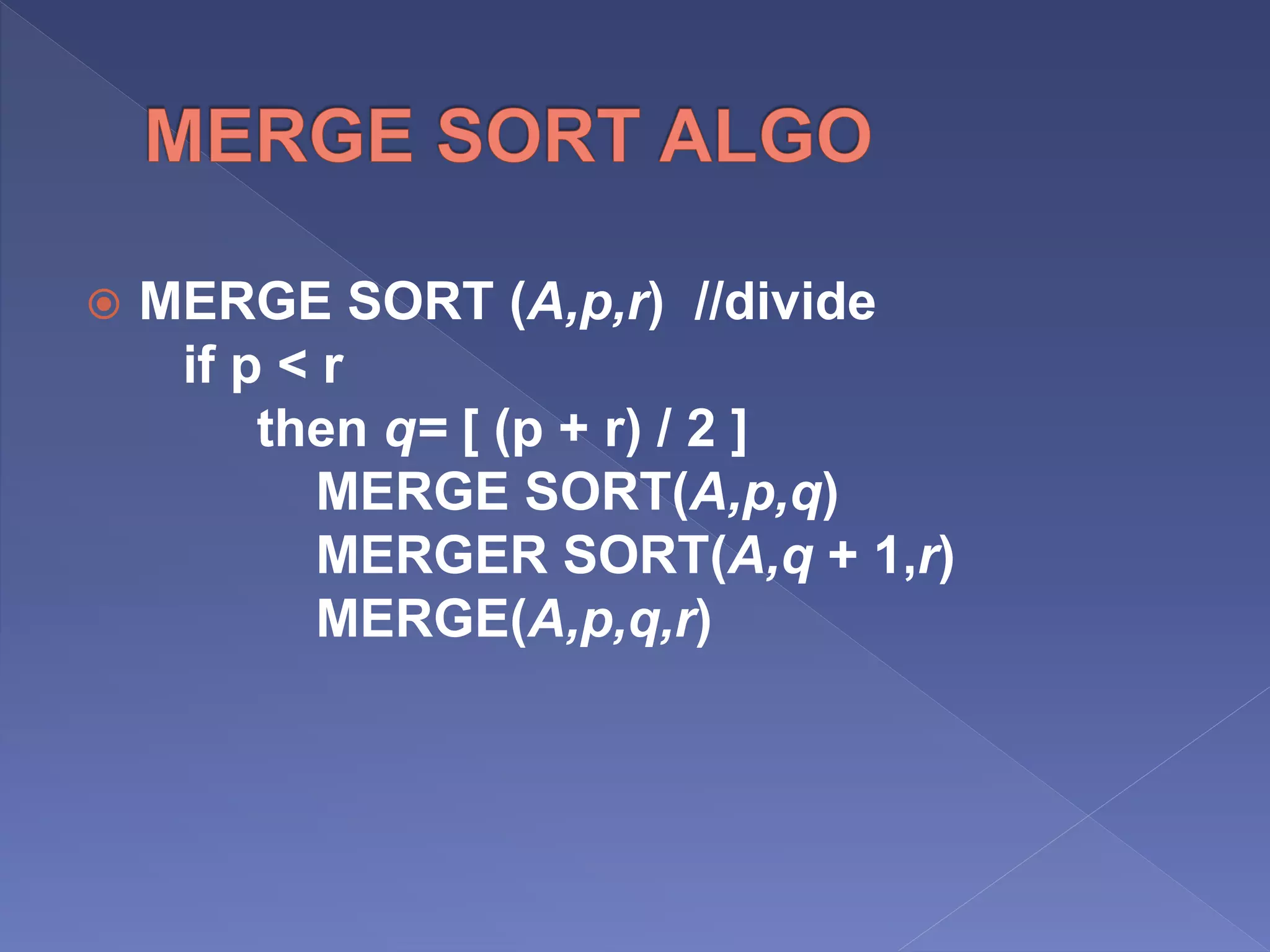 Merge sort algorithm | PPT Merge sort algorithm | PPT