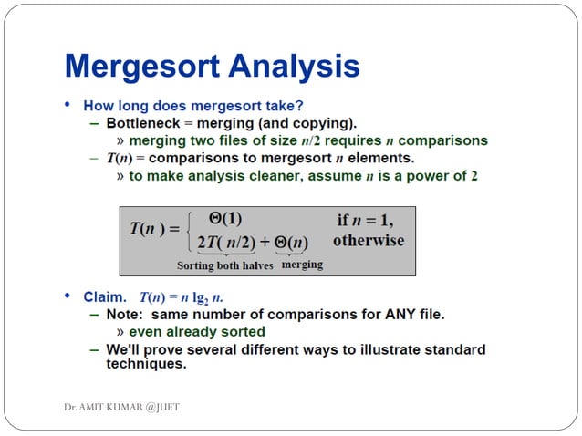 Merge sort analysis | PDF | Computing | Technology & Computing