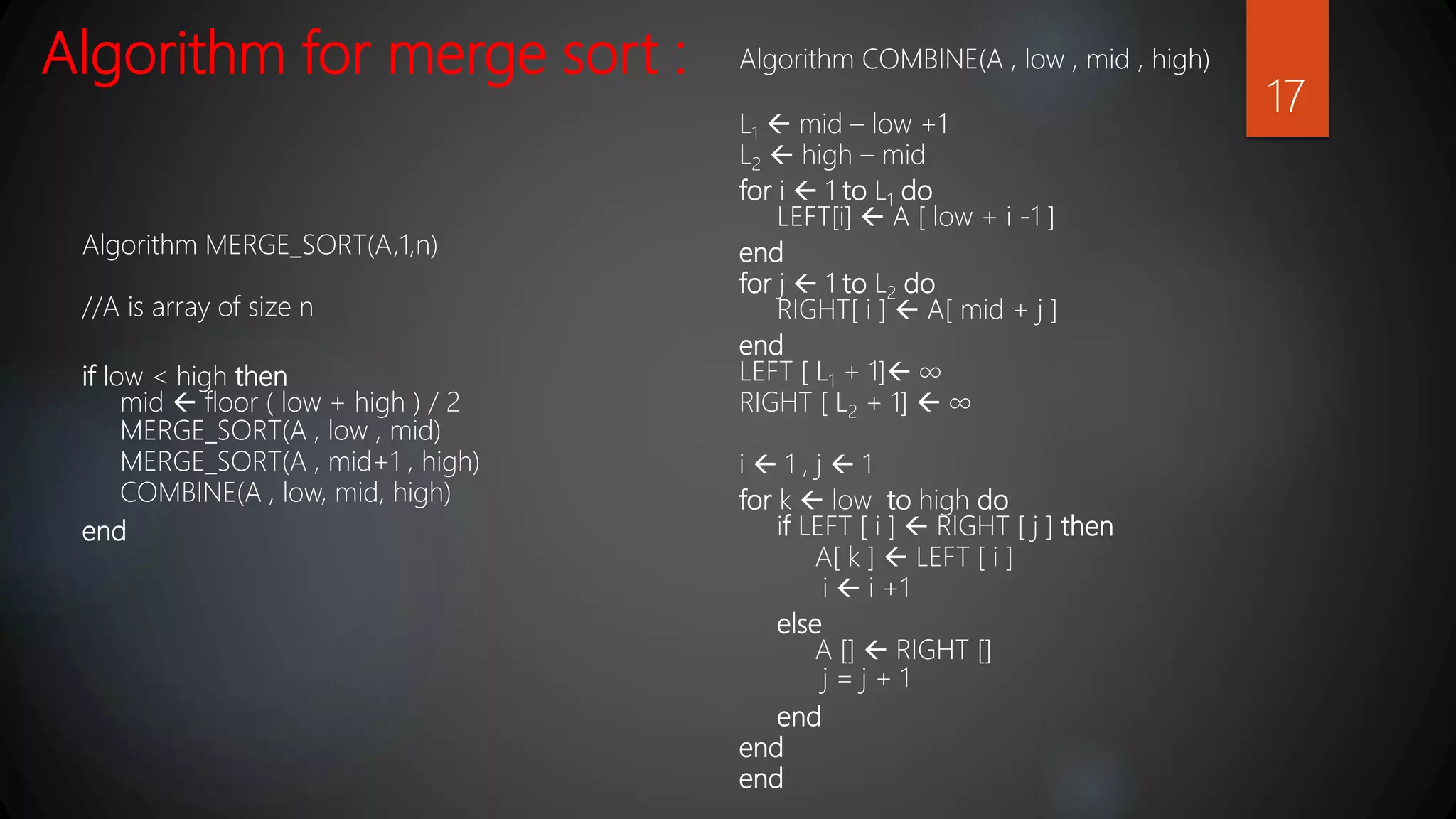 Merge sort analysis and its real time applications | PPTX