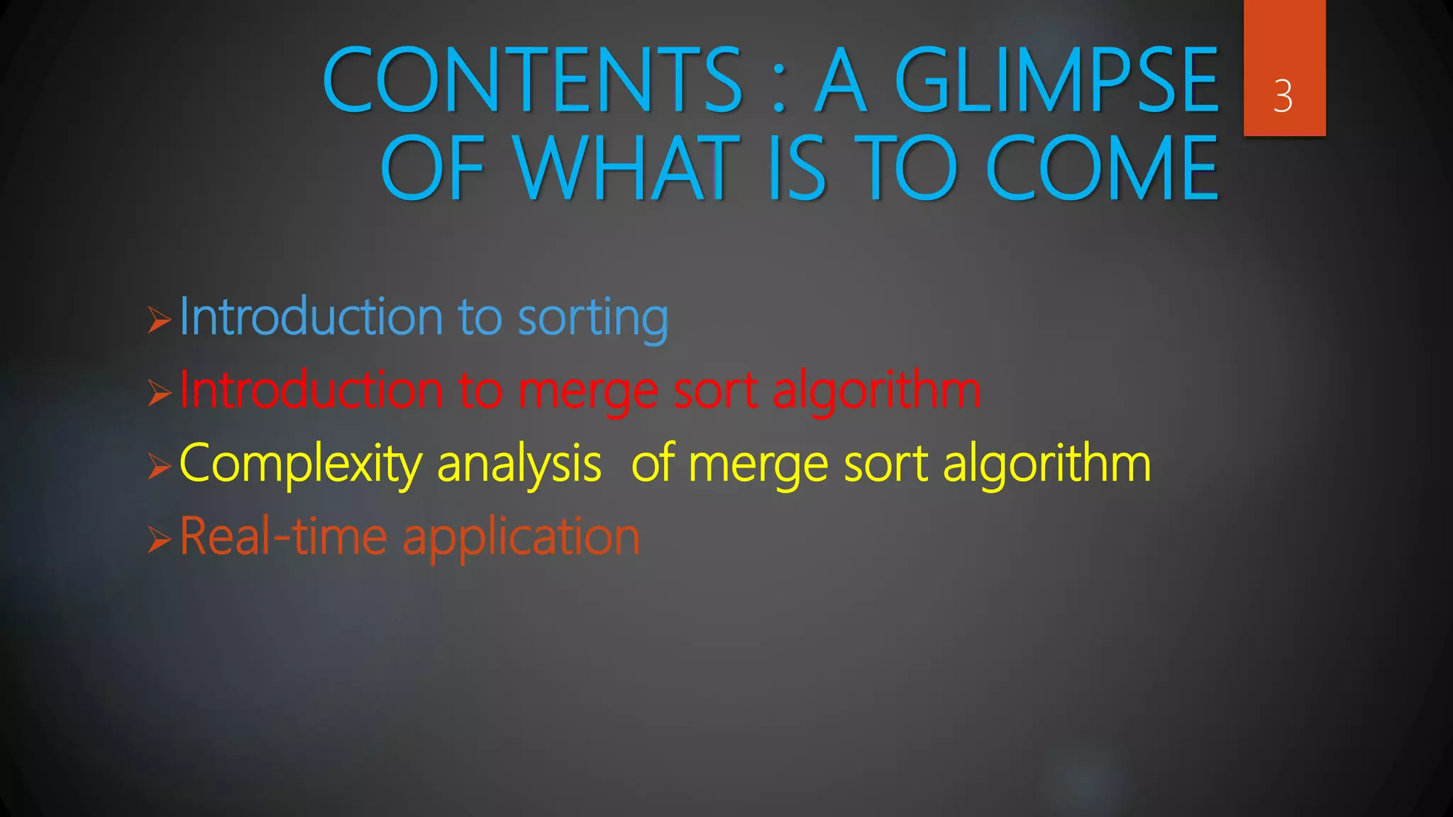 Merge sort analysis and its real time applications | PPTX