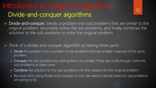 Merge sort analysis and its real time applications | PPTX