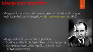 Merge sort analysis and its real time applications | PPTX