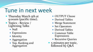 SQL Server MERGE statement and recursive queries for the 70-461 ...