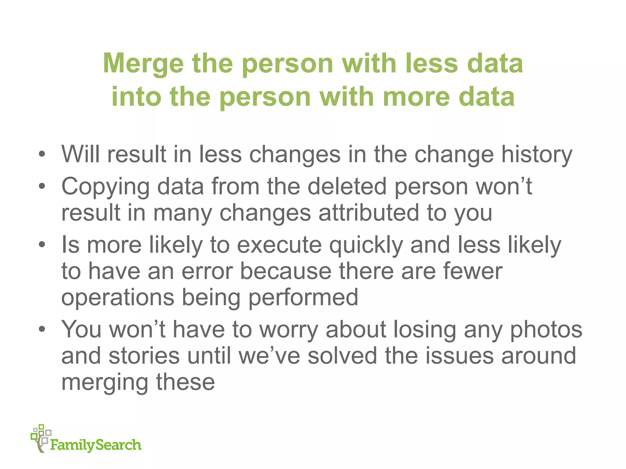 Merging People in FamilySearch Family Tree - Presentation | PPT