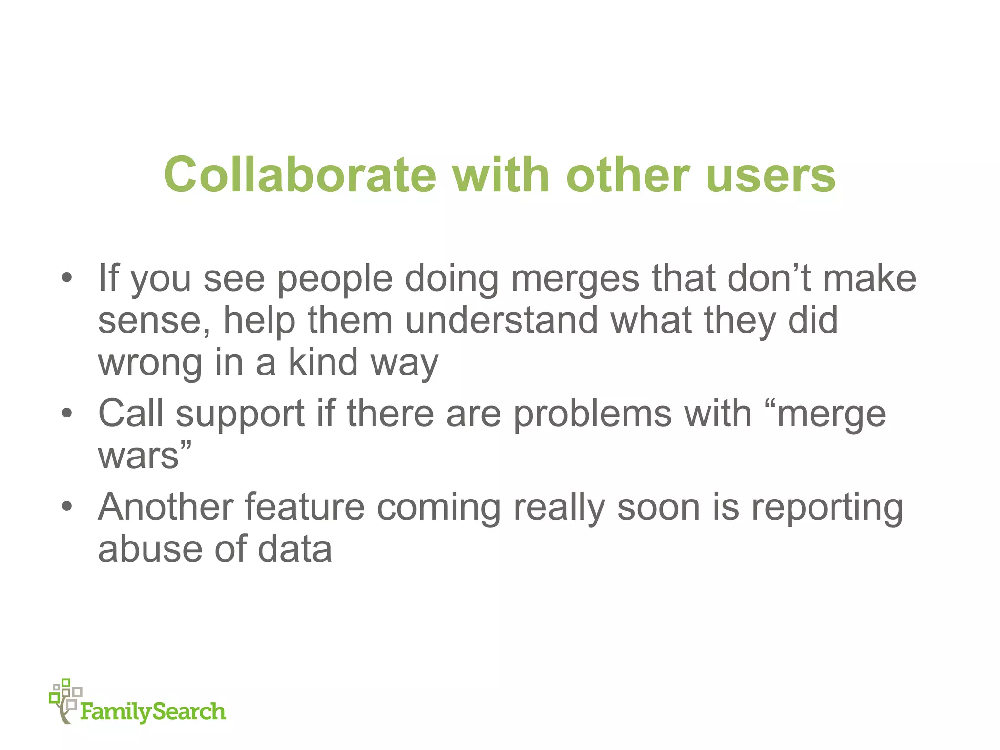 Merging People in FamilySearch Family Tree - Presentation | PPT