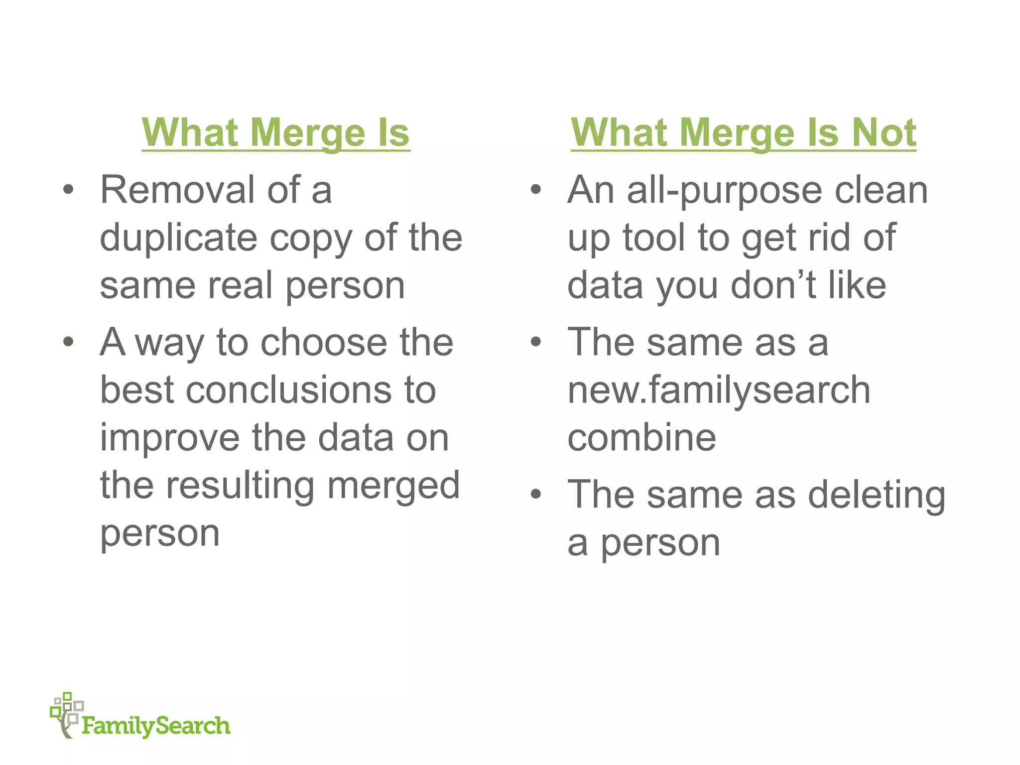 Merging People in FamilySearch Family Tree - Presentation | PPT