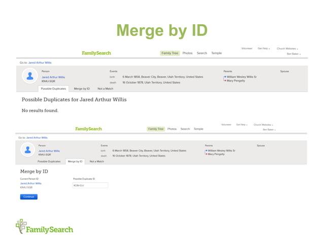 Merging People in FamilySearch Family Tree - Presentation | PPT