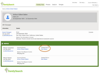 Merging People in FamilySearch Family Tree - Presentation | PDF