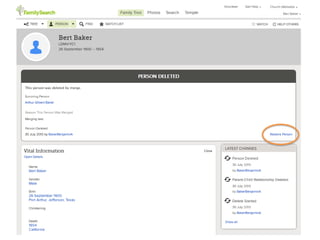 Merging People in FamilySearch Family Tree - Presentation | PDF