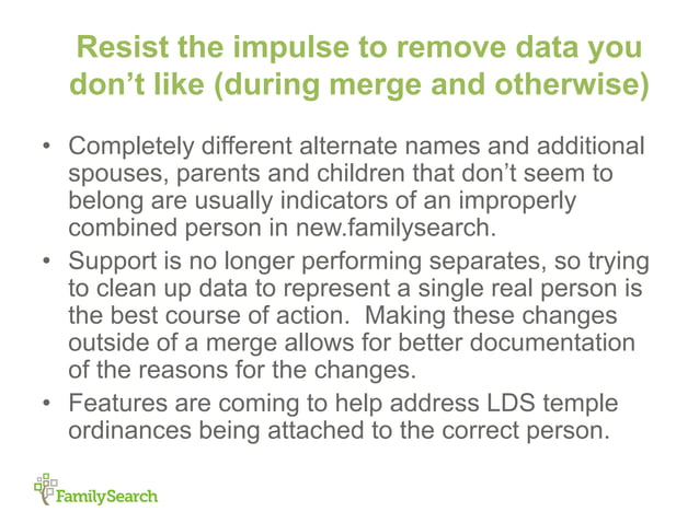 Merging People in FamilySearch Family Tree - Presentation | PPT