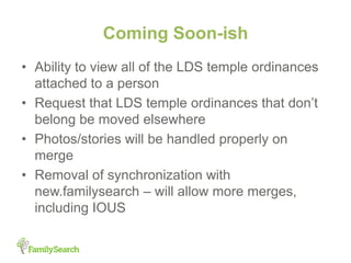 Merging People in FamilySearch Family Tree - Presentation | PDF