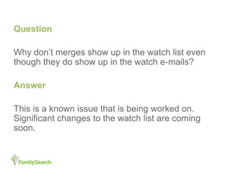 Merging People in FamilySearch Family Tree - Presentation | PDF