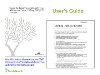 Merging People in FamilySearch Family Tree - Presentation | PDF