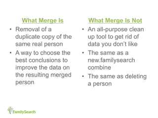Merging People in FamilySearch Family Tree - Presentation | PDF