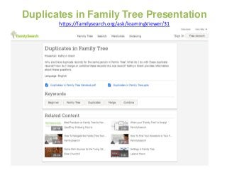 Merging People in FamilySearch Family Tree - Presentation | PDF