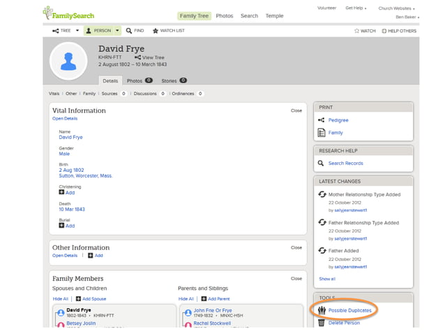 Merging People in FamilySearch Family Tree - Presentation | PPT