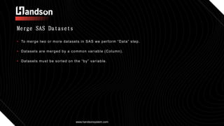 SAS Tutorial: Merging SAS Datasets | PPTX