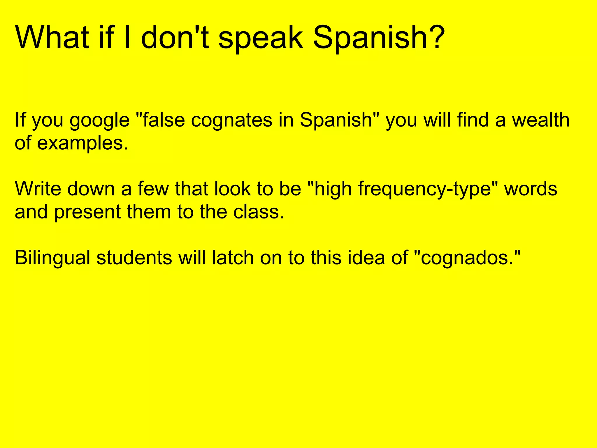 Merging spanish and_english_through_cognates | PPT
