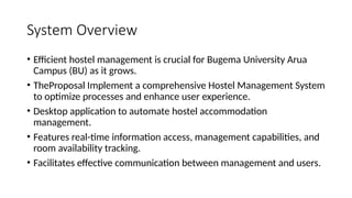 HOSTEL MANAGEMENT SYSTEM CASE STUDY ARUA | PPT