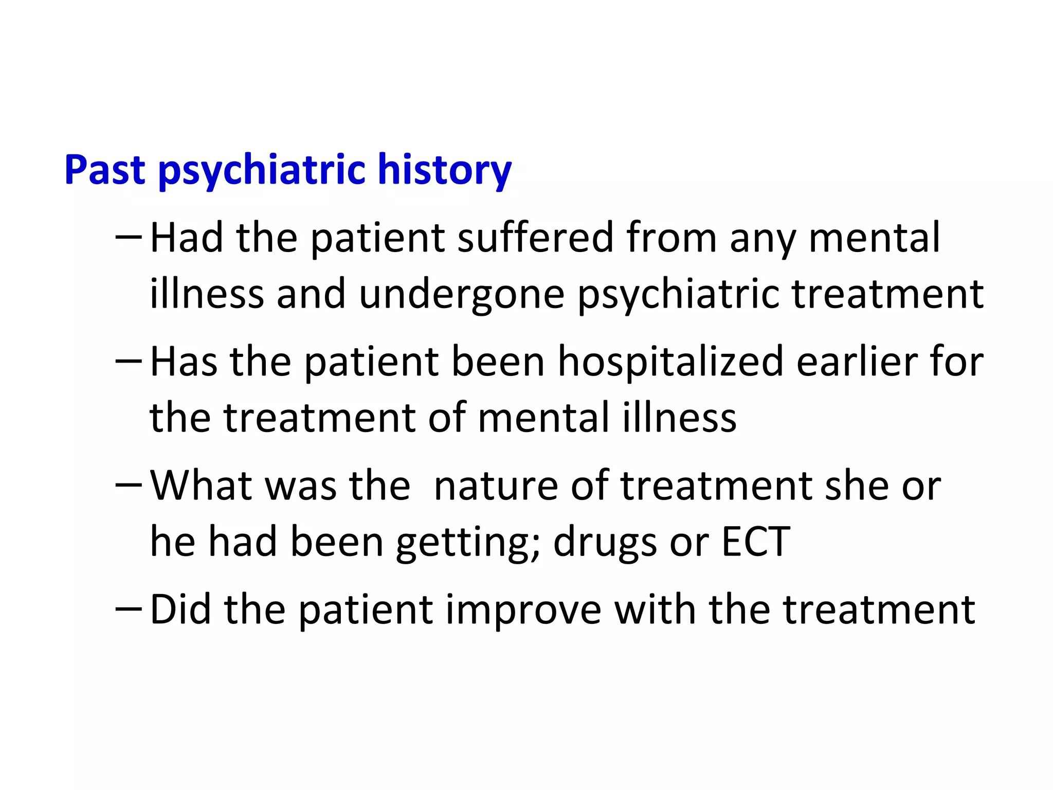 PSYCHIATRIC HISTORY COLLECTION | PPT