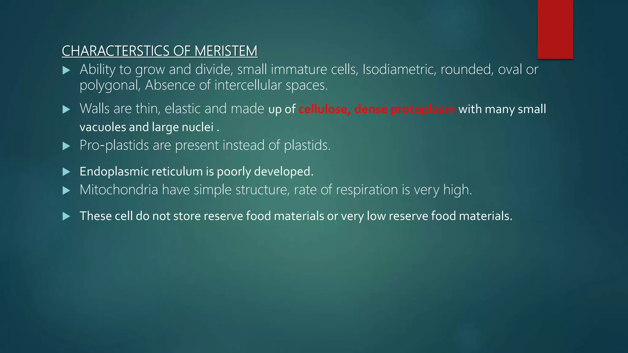 Meristematic tissue types and classification. | PPTX