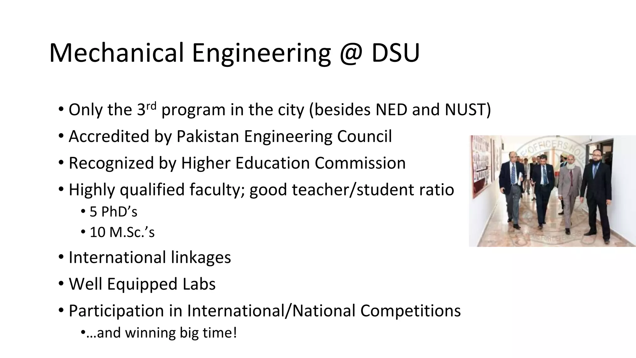Marketing Presentation of Mechanical Engineering @ DSU for High School Students | PPT