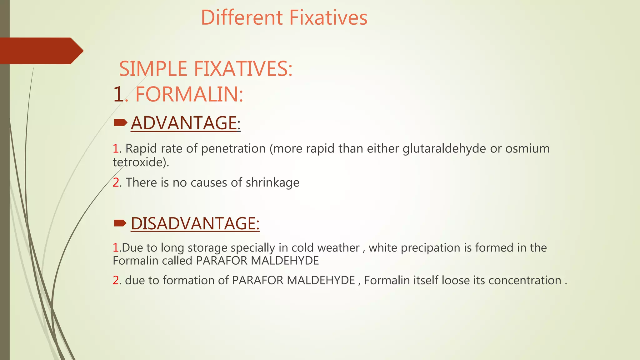 Merits and demerits of different fixatives | PPTX