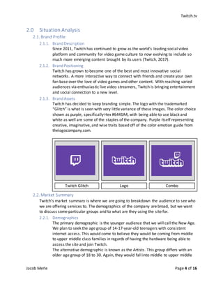 Digital Marketing Plan: Twitch Live Streaming Services | DOCX