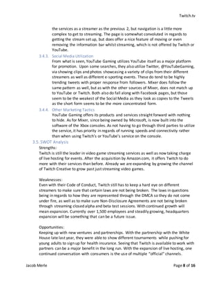 Digital Marketing Plan: Twitch Live Streaming Services | PDF