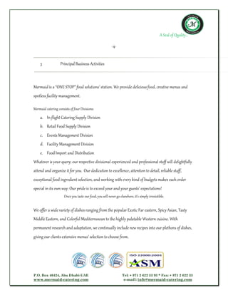 Mermaid catering profile - 2016 | PDF
