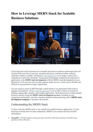 How to Leverage MERN Stack for Scalable Business Solutions | PDF