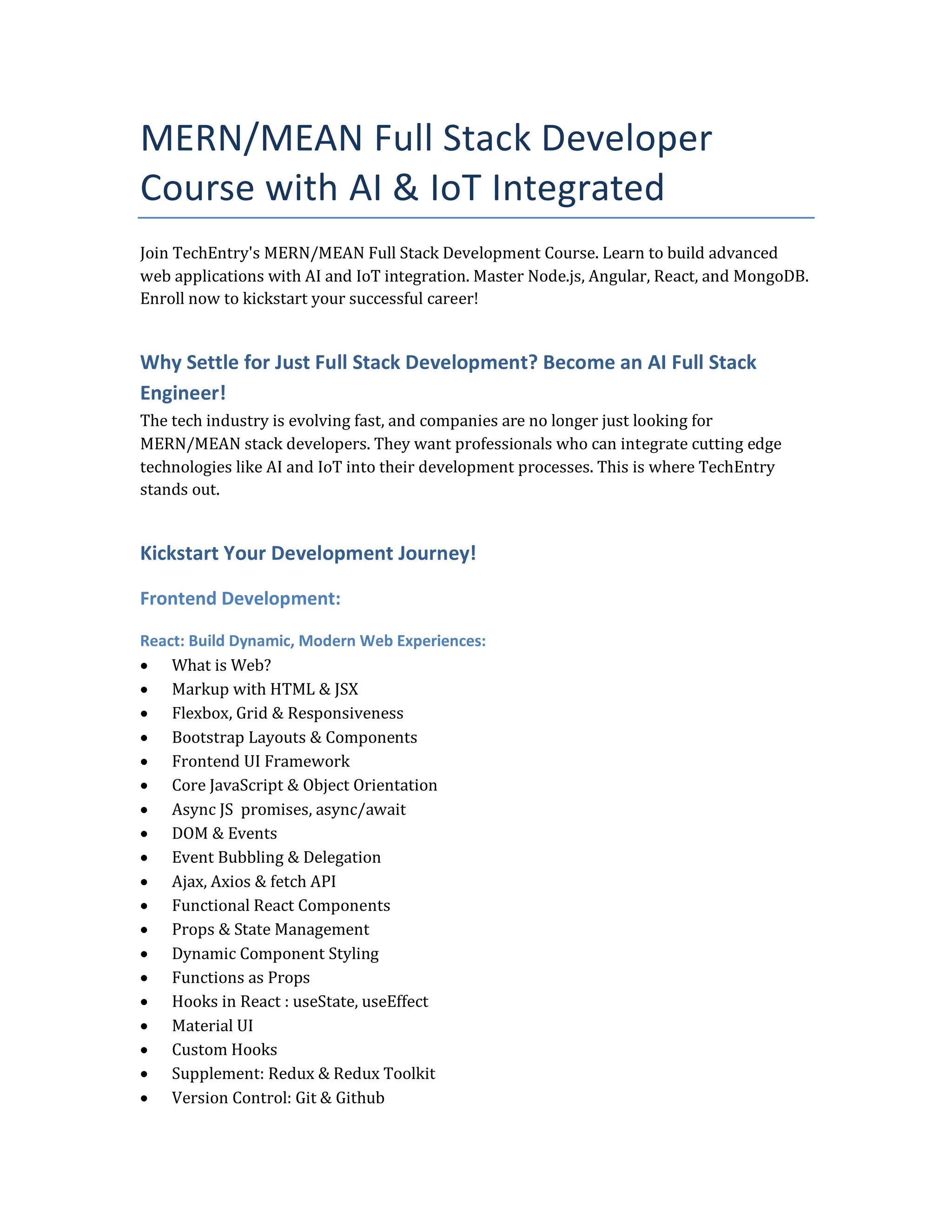 MERN/MEAN Full Stack Developer Course with AI & IoT Integrated | PDF