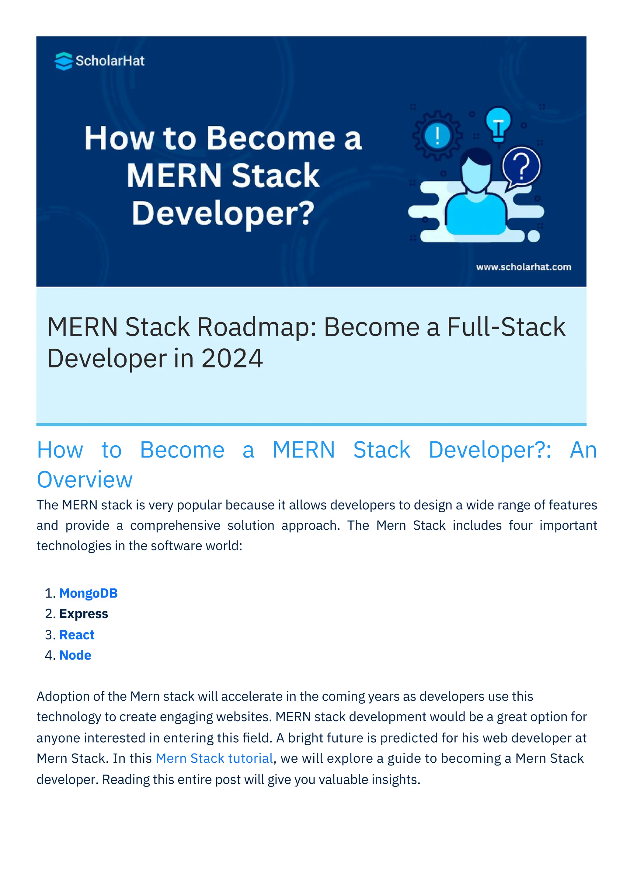 MERN Stack Roadmap for Beginner PDF By ScholarHat | PDF | Web ...