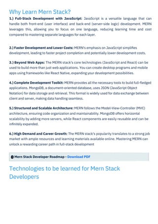 MERN Stack Roadmap for Beginner PDF By ScholarHat | PDF | Web Development | Internet