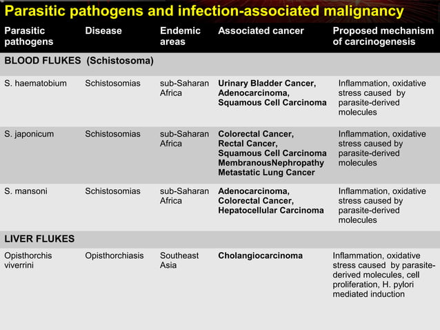 Role of parasites in neoplastic disorders | PPT | Infectious Diseases ...