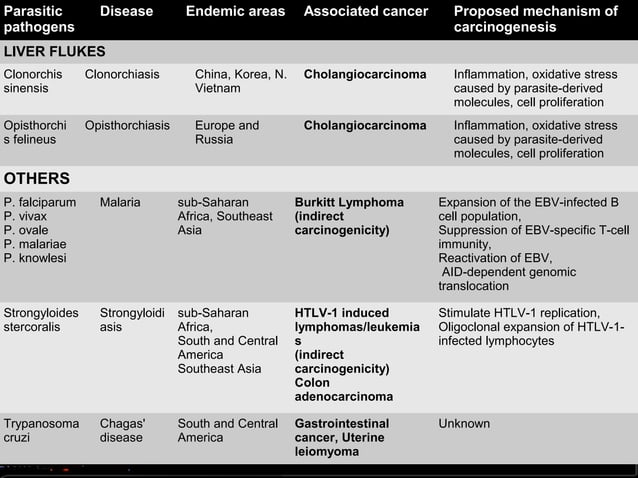 Role of parasites in neoplastic disorders | PPT | Infectious Diseases ...