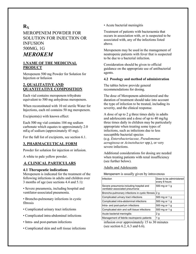 Meropenem 500 mg powder for solution for injection or infusion smpc taj ...