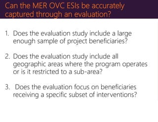 Collecting the PEPFAR OVC MER Essential Survey Indicators: Frequently ...