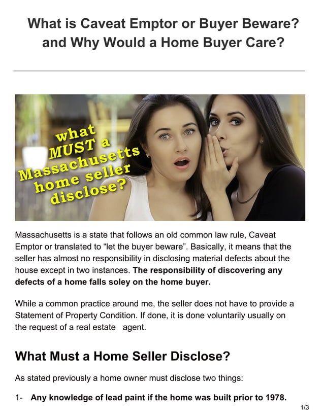 What is Caveat Emptor or Buyer Beware? | PDF